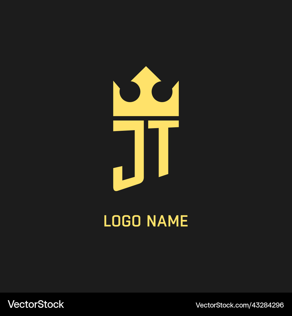 Monogram jt logo shield crown shape elegant Vector Image