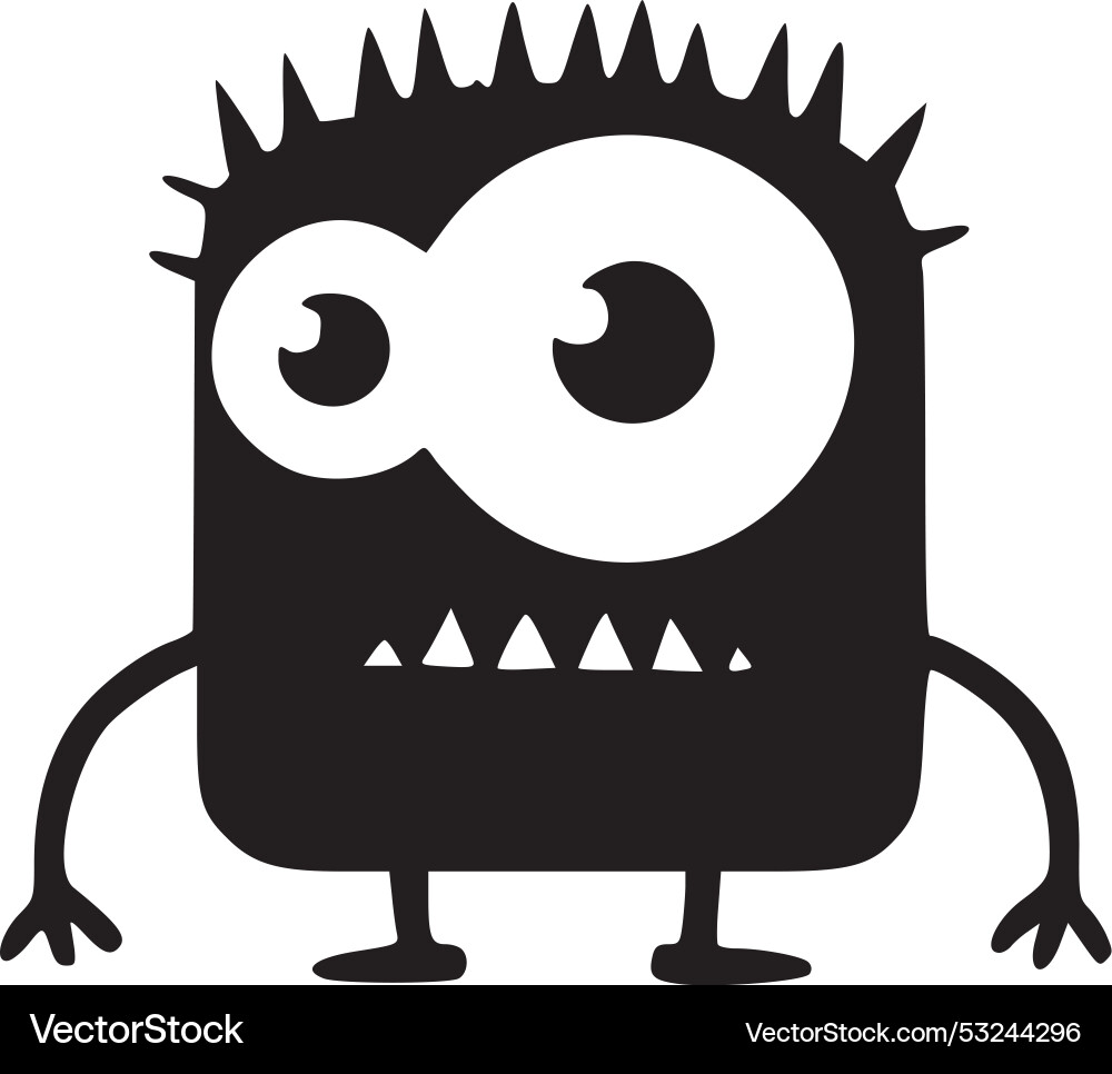 Monster - minimalist and flat logo Royalty Free Vector Image