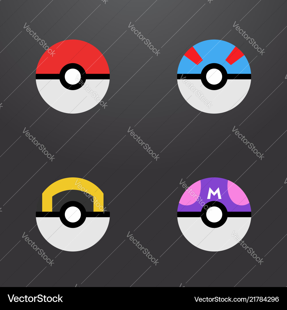 Pokemon balls icons set Royalty Free Vector Image