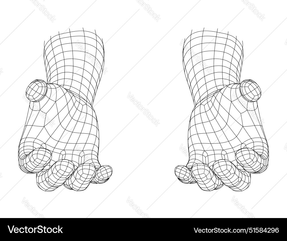 Polygon mesh or wireframe cupped hands reaching Vector Image