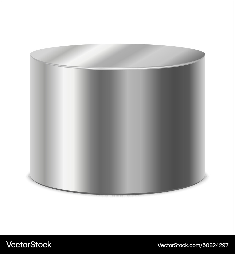 3d silver cylinder metal in realistic style Vector Image