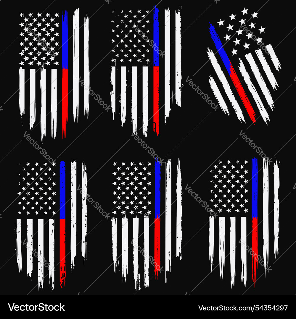 American flag thin blue and red line svg Vector Image