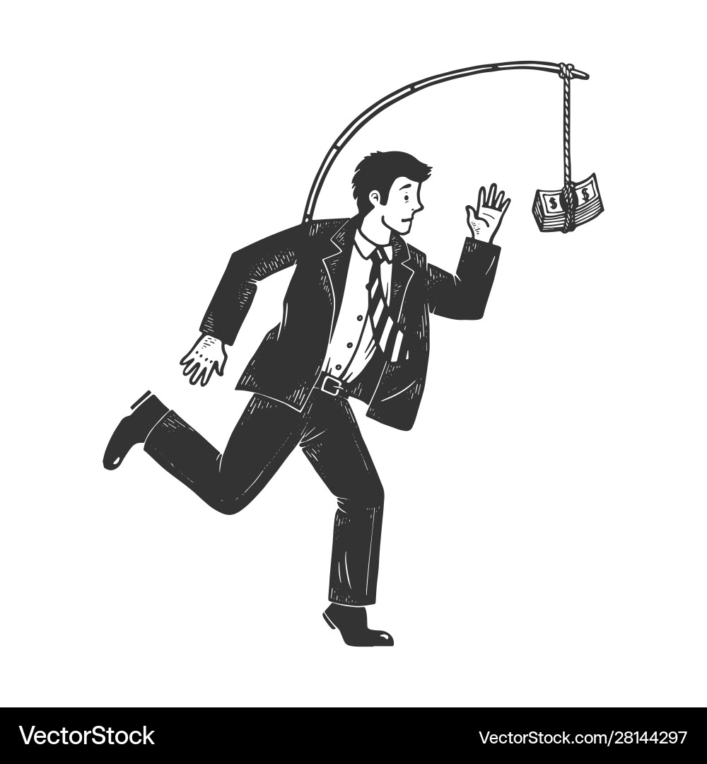 Businessman chasing money sketch Royalty Free Vector Image