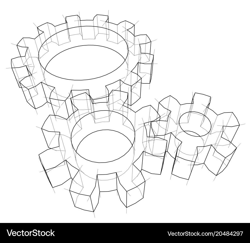 Industrial Gear Wheel - Wireframe Royalty Free Vector Image