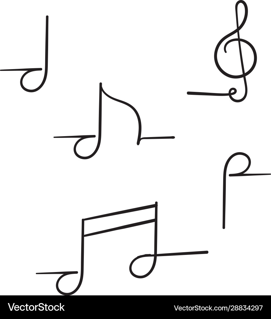Music note doodle handdrawn cartoon Royalty Free Vector