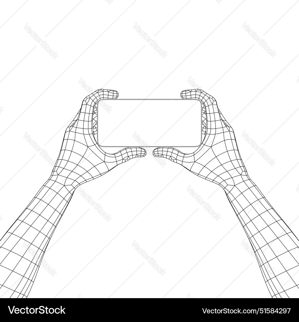 Polygon mesh or wireframe hands holding Royalty Free Vector