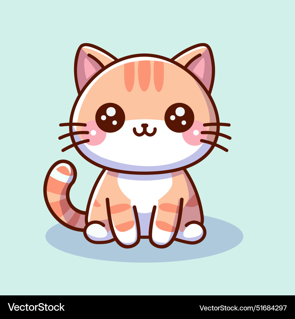 Smiling kawaii cat Royalty Free Vector Image - VectorStock