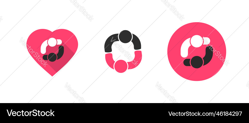 Two people hugging icon logo or couple partners Vector Image