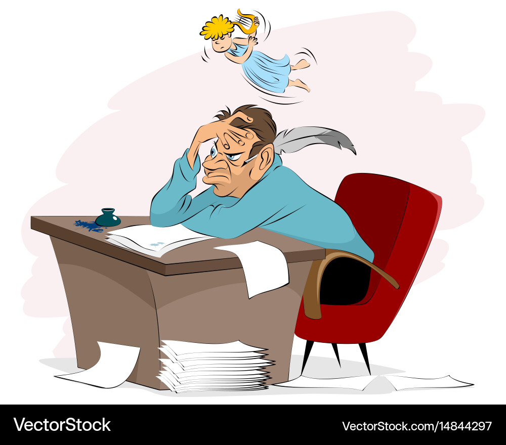 Writer and muse Royalty Free Vector Image - VectorStock