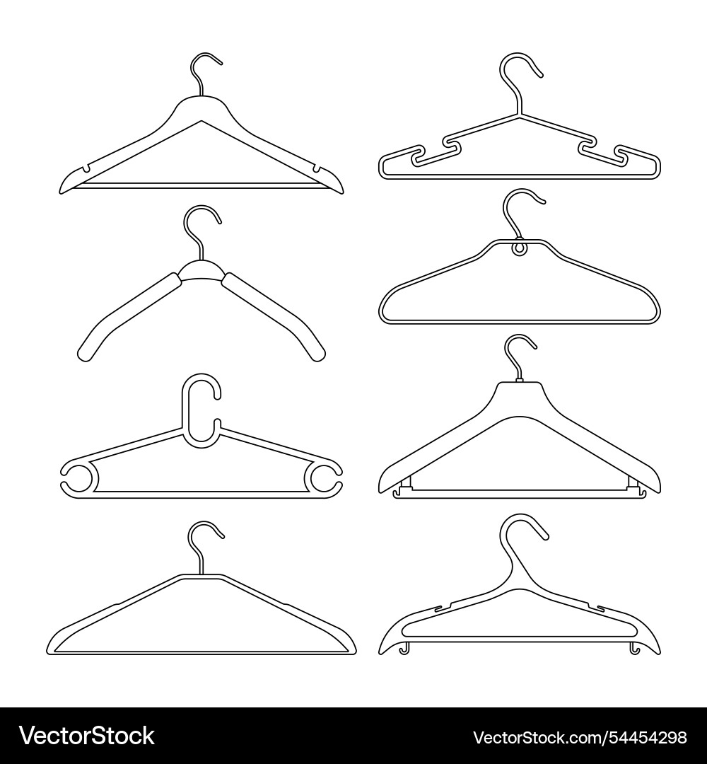 Clothes hangers line icons editable stroke Vector Image