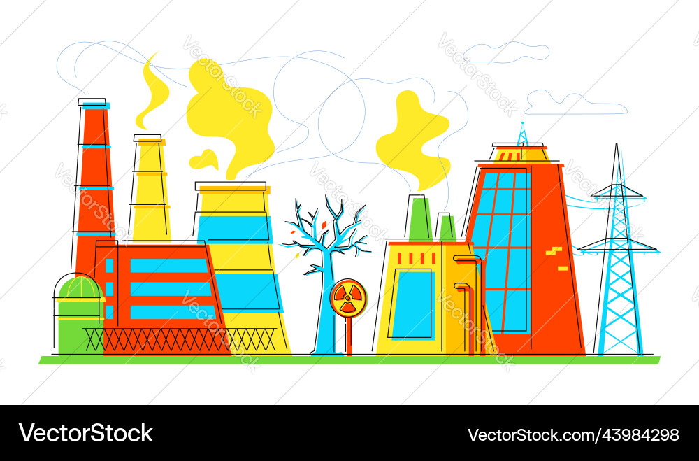 Dangerous factory production - modern flat design Vector Image