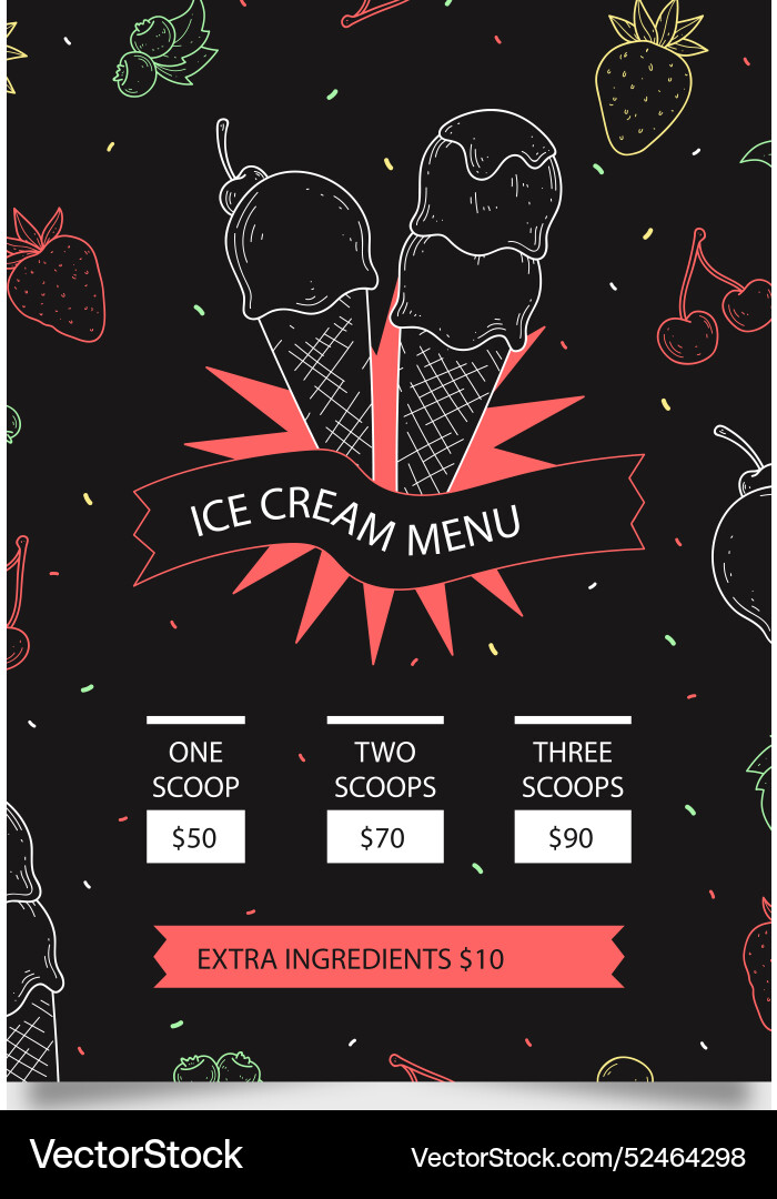 Ice cream menu template Royalty Free Vector Image