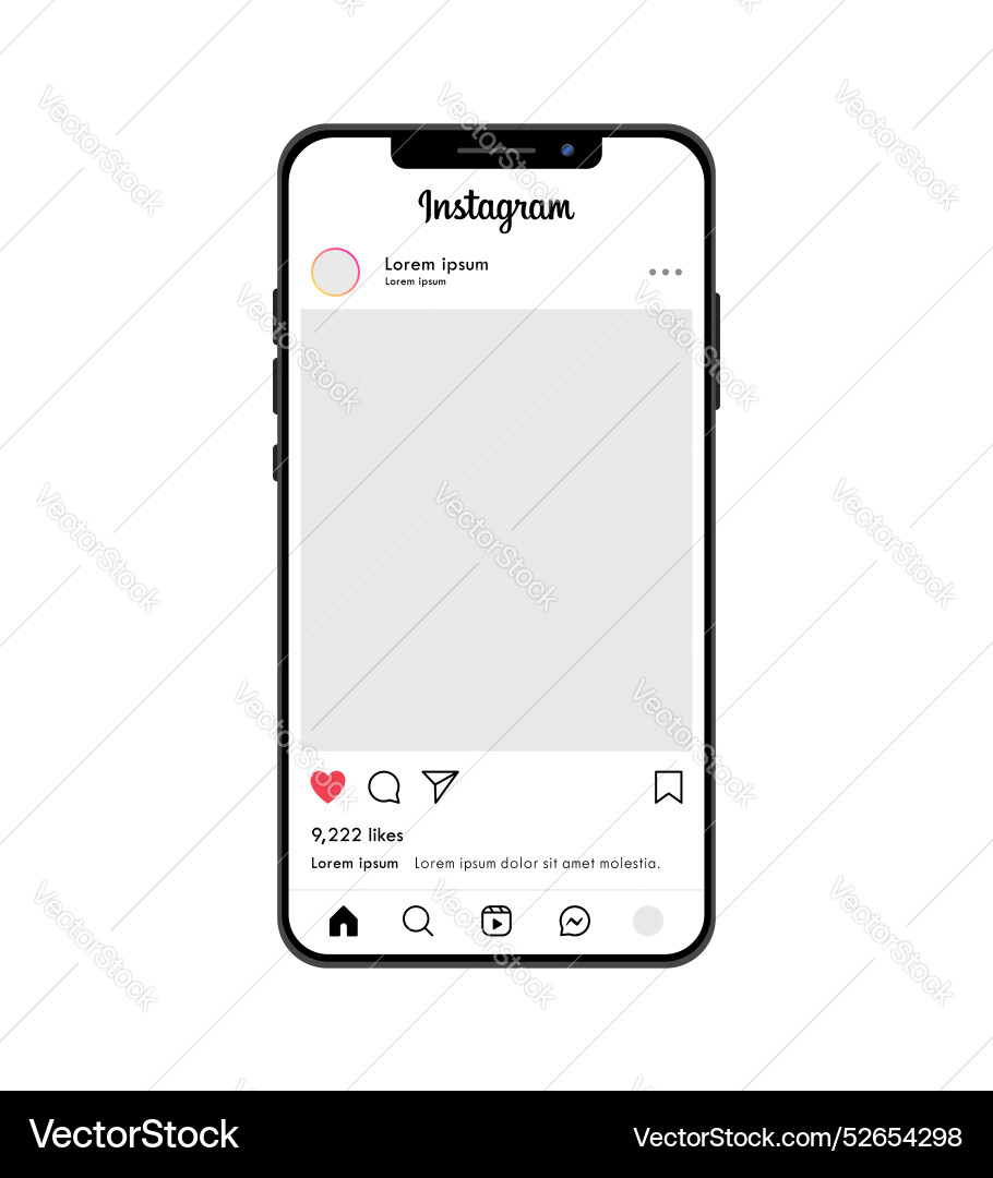 Instagram social media post user interface mockup Vector Image