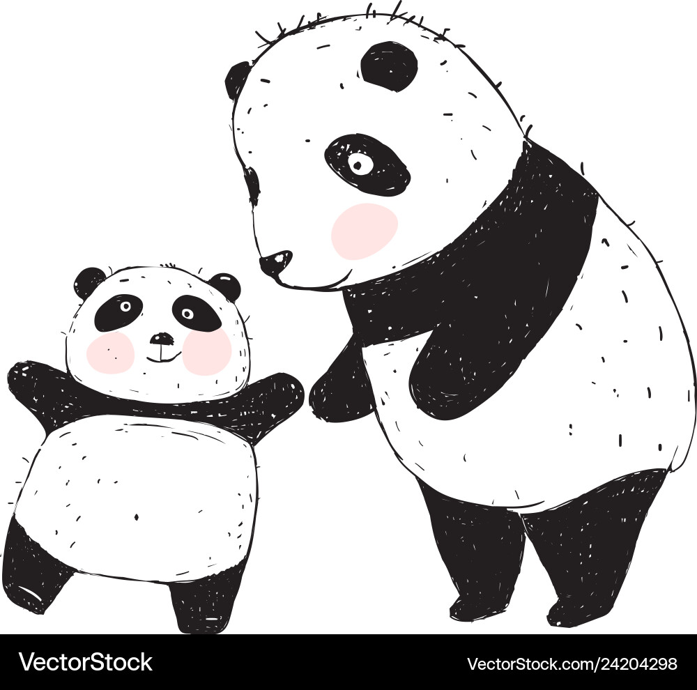Panda mother and baby Royalty Free Vector Image