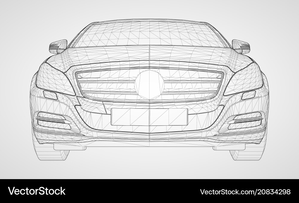 Polygonal Car Blueprint Royalty Free Vector Image