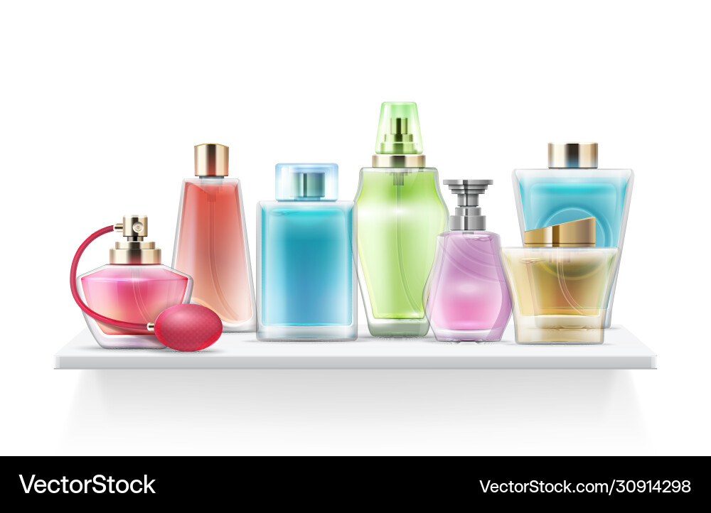 Realistic perfume bottles spray glass bottle Vector Image