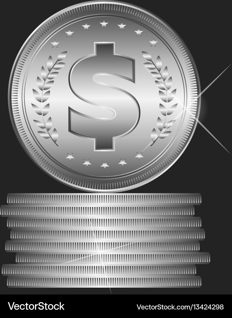 Silver coin Royalty Free Vector Image - VectorStock