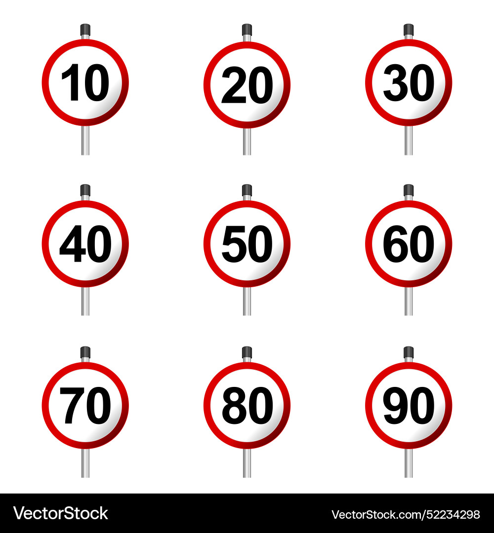 Speed limit sign on white background Royalty Free Vector