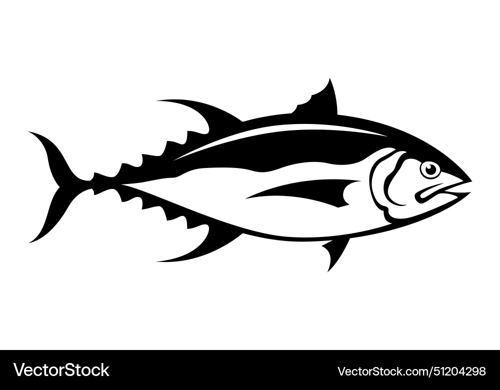 Tuna fish side drawing Royalty Free Vector Image