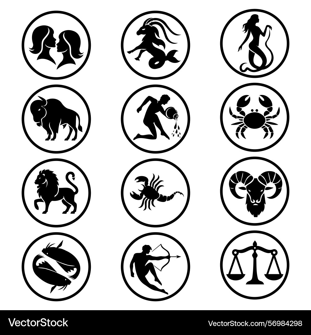 Zodiac signs set isolated horoscope Royalty Free Vector