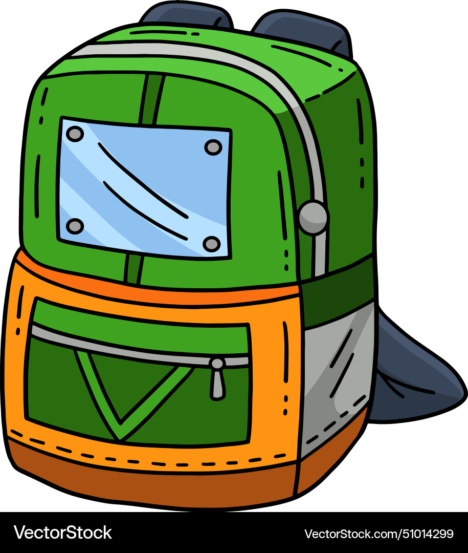 Backpack cartoon colored clipart Royalty Free Vector Image