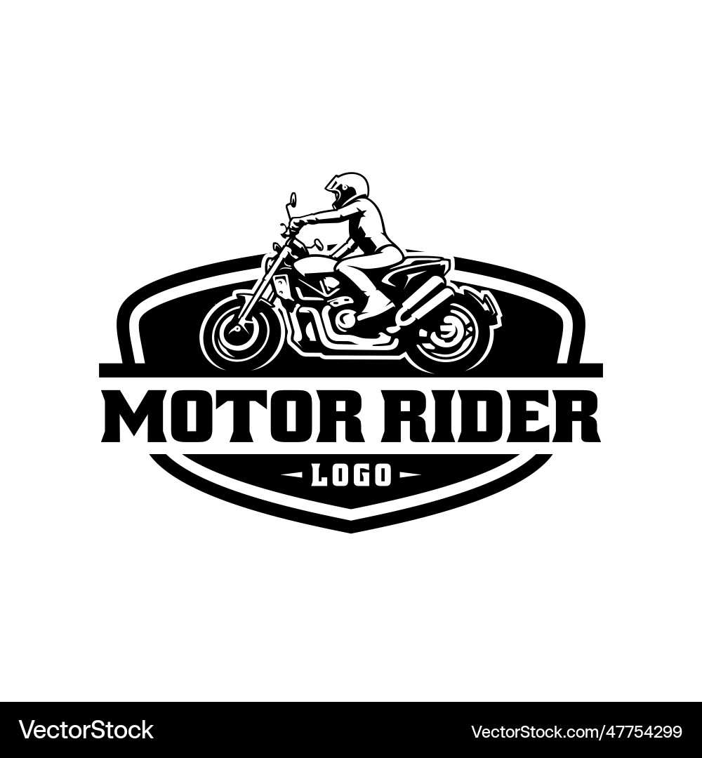 Biker riding motorcycle logo Royalty Free Vector Image