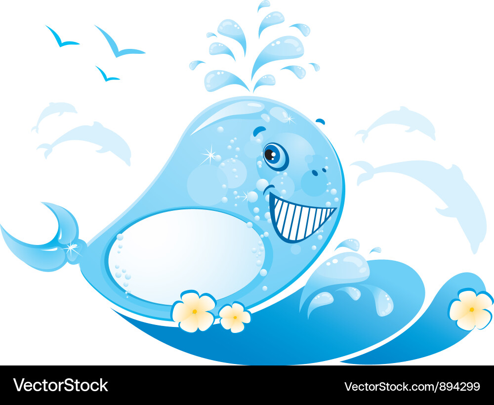 Funny whale Royalty Free Vector Image - VectorStock