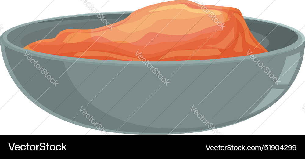 Grey bowl filled with red korean gochujang paste Vector Image