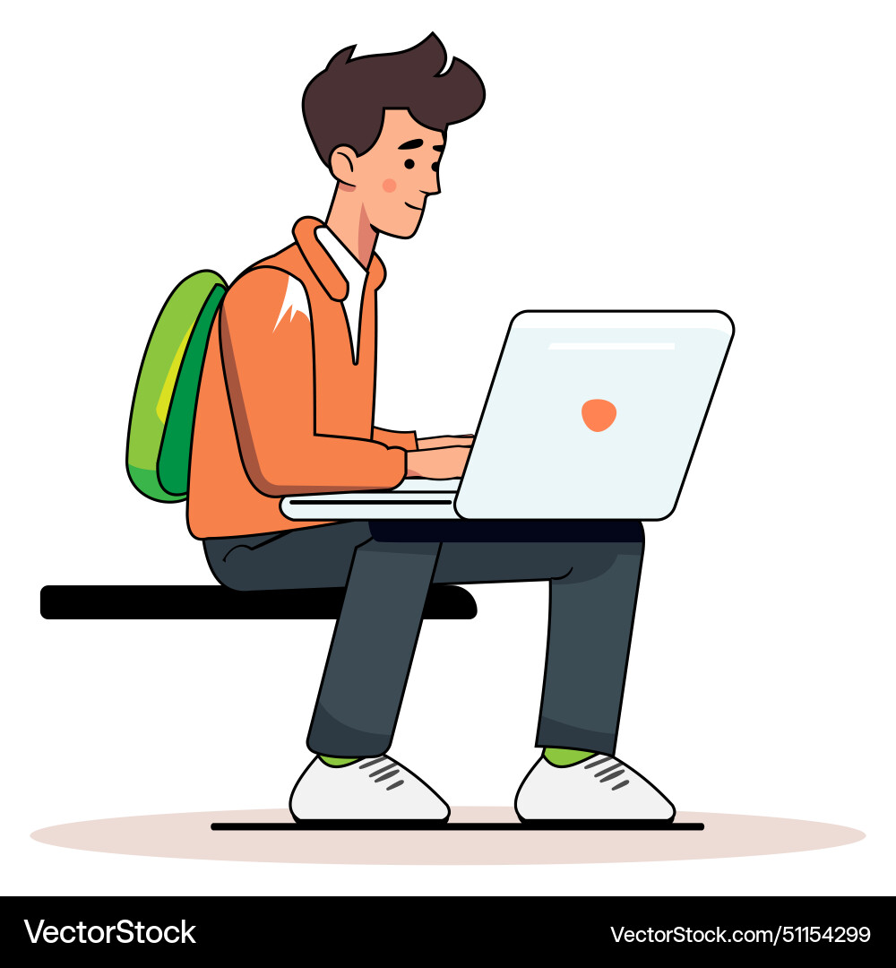 Guy with laptop Royalty Free Vector Image - VectorStock
