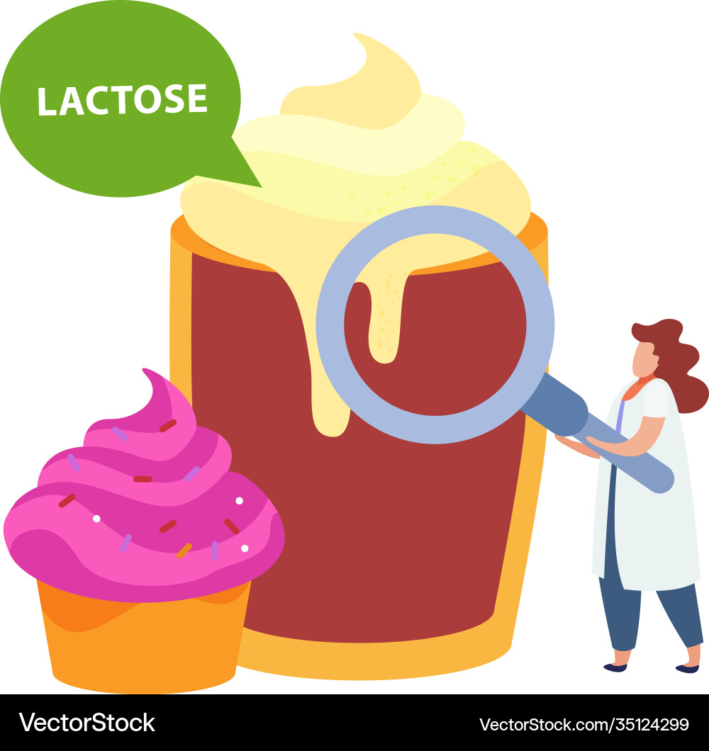 Lactose enthält Süßigkeiten Zusammensetzung Vektorbild