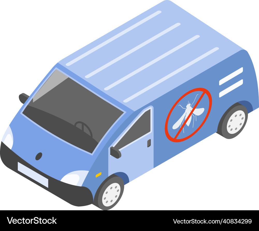 Pest control van composition Royalty Free Vector Image