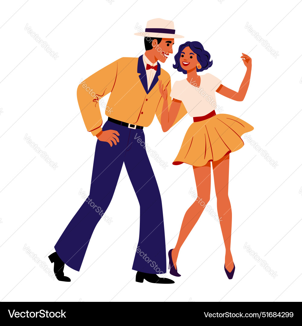 Swing dancing couple flat style Royalty Free Vector Image