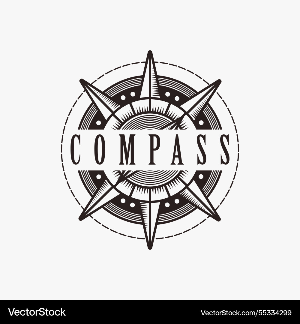 Vintage compass badge emblem logo Royalty Free Vector Image