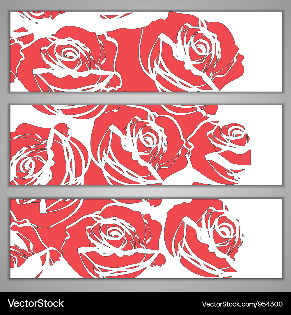 Banners with red roses Royalty Free Vector Image