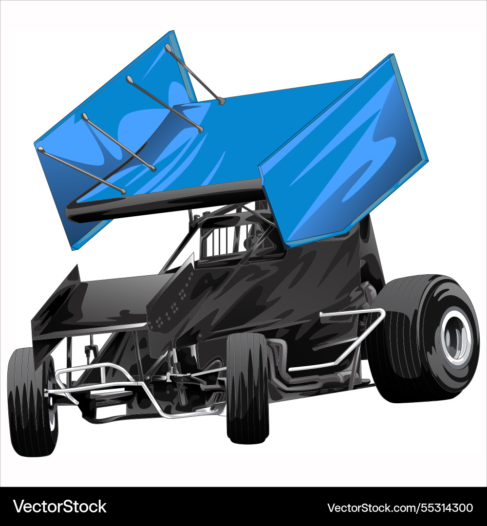 Blue drag racing car with black strip Royalty Free Vector
