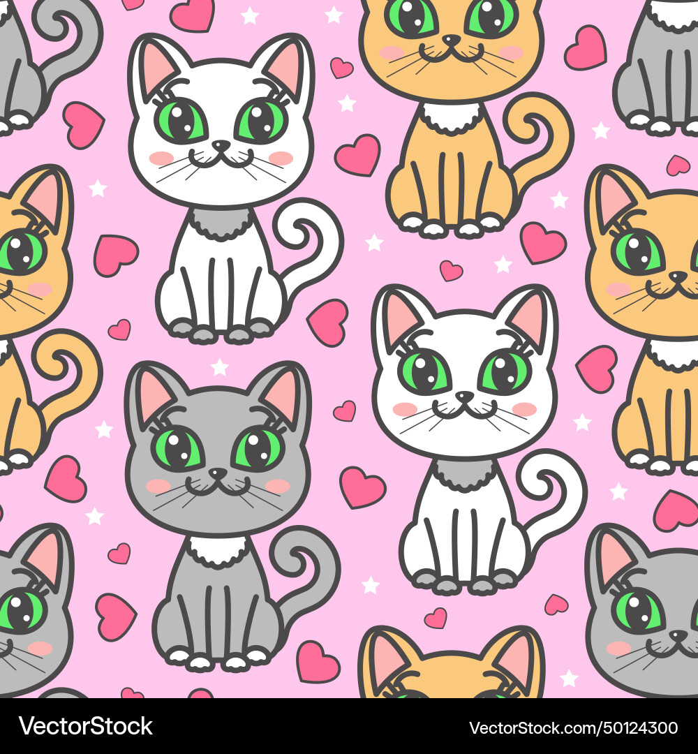 Cute Kitten Pattern Royalty Free Vector Image - VectorStock
