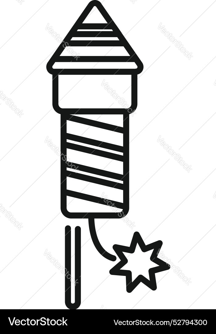 Firework rocket with burning fuse ready to launch Vector Image