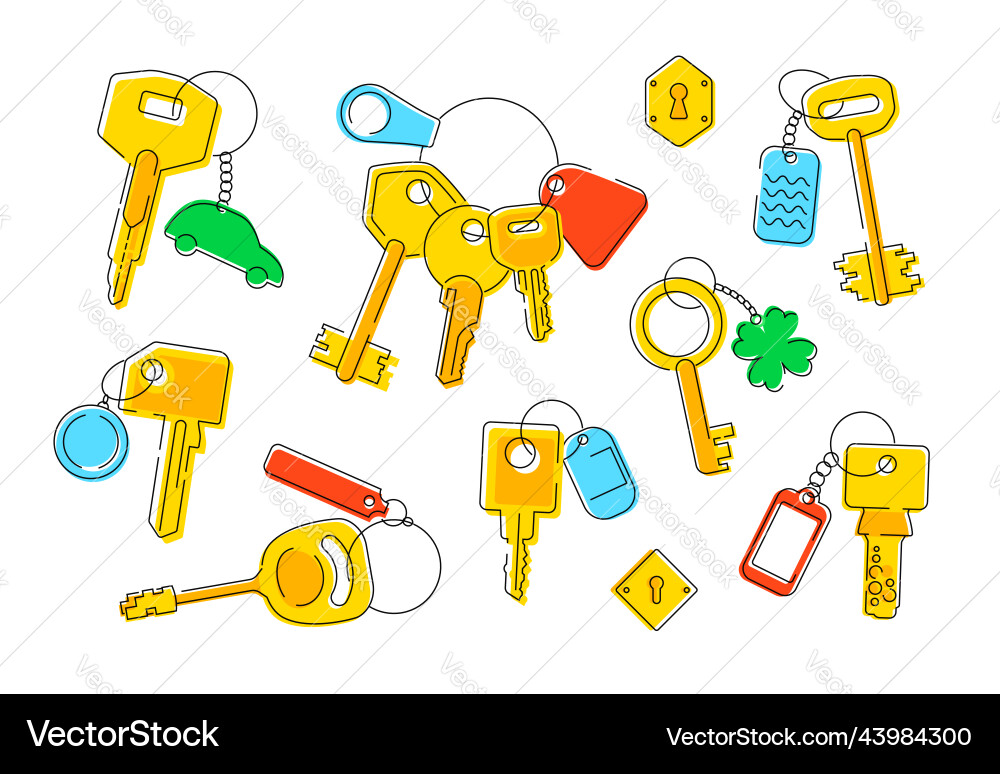 Intercom keys and keyholes - line design style Vector Image