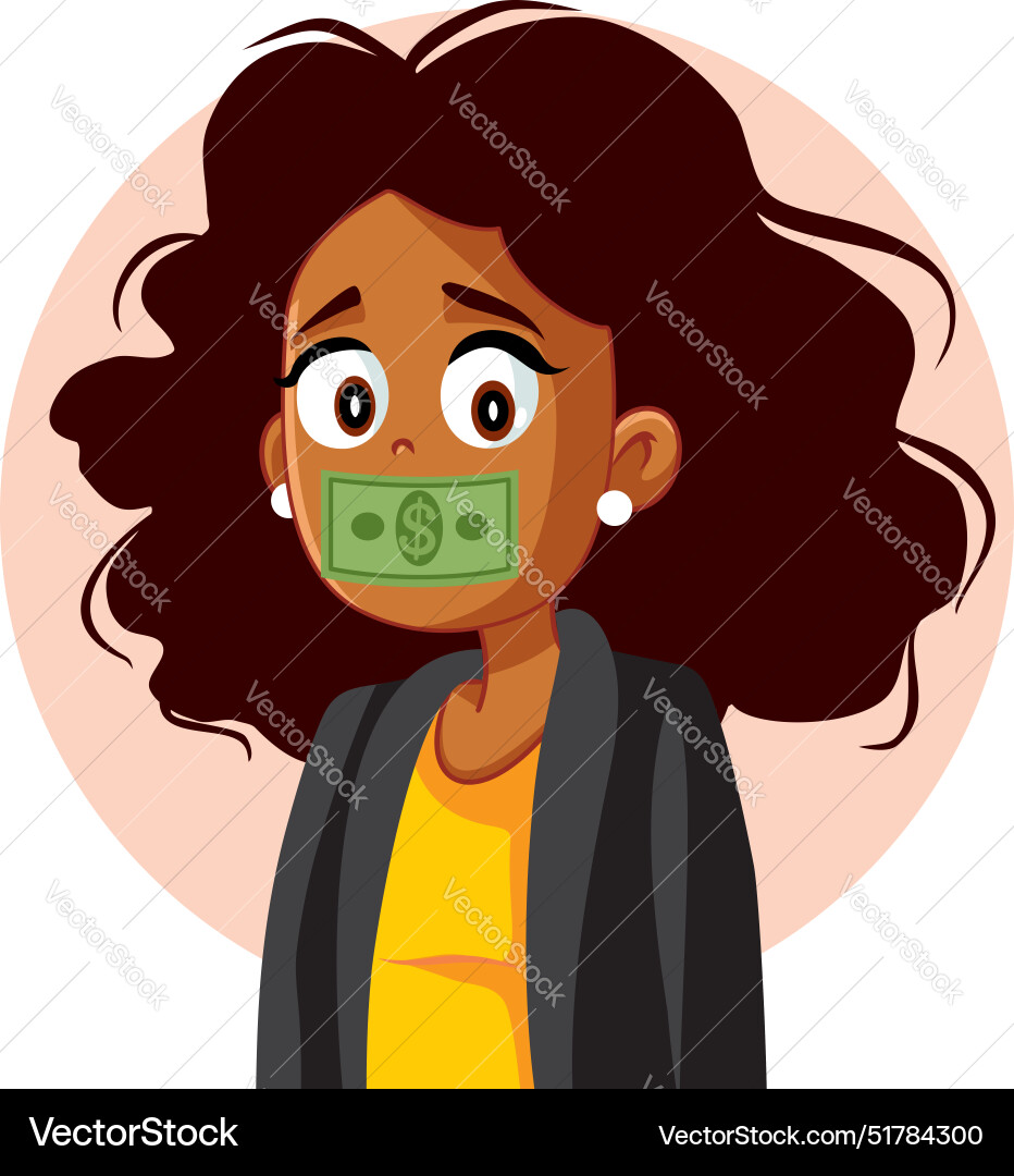 Lady being silenced by money concept drawing Vector Image
