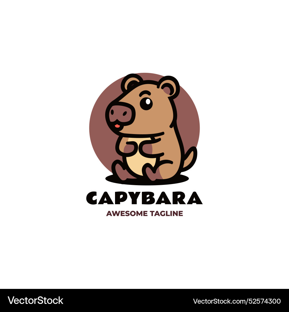 Logo capybara mascot cartoon style Royalty Free Vector Image