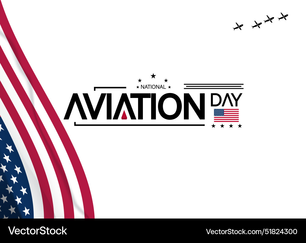 Logo for aviation day with airplane through Vector Image