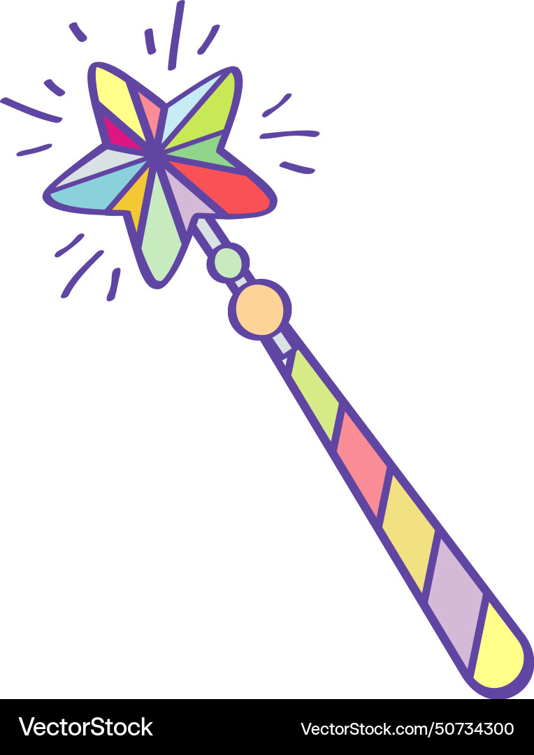 Magic wand icon miracle wizard colorful sticker Vector Image