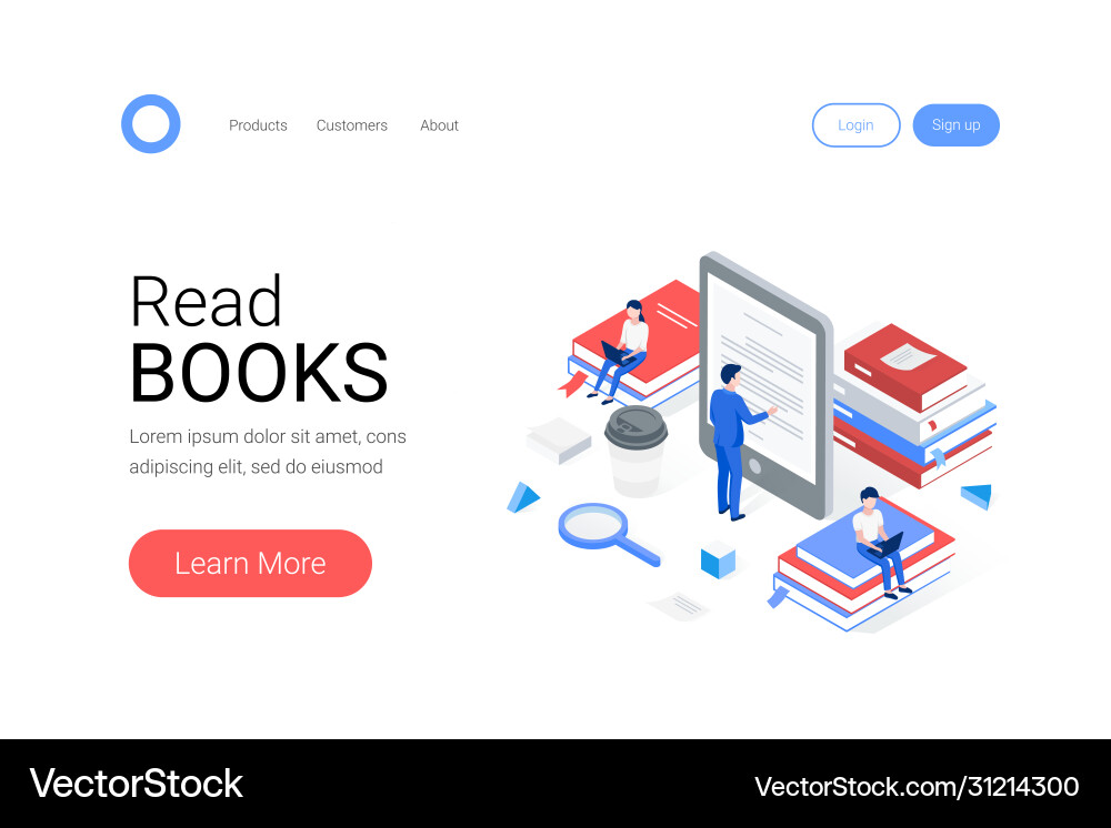 Media book library isometric concept Royalty Free Vector