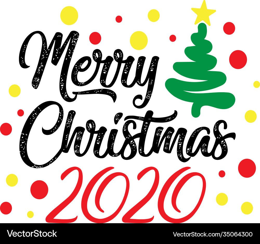 Merry christmas 2020 on white background Vector Image