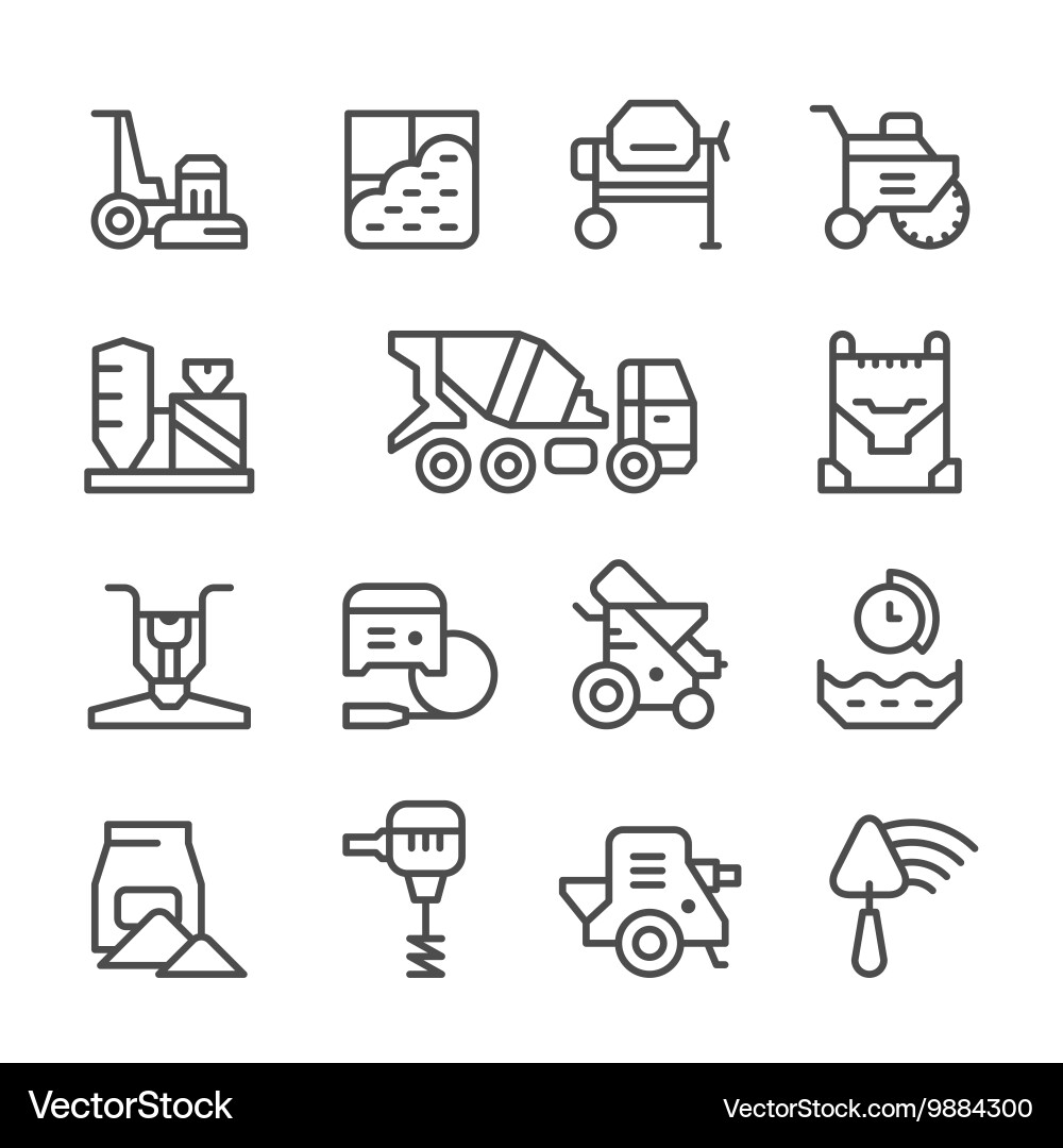 Set line icons of concrete Royalty Free Vector Image