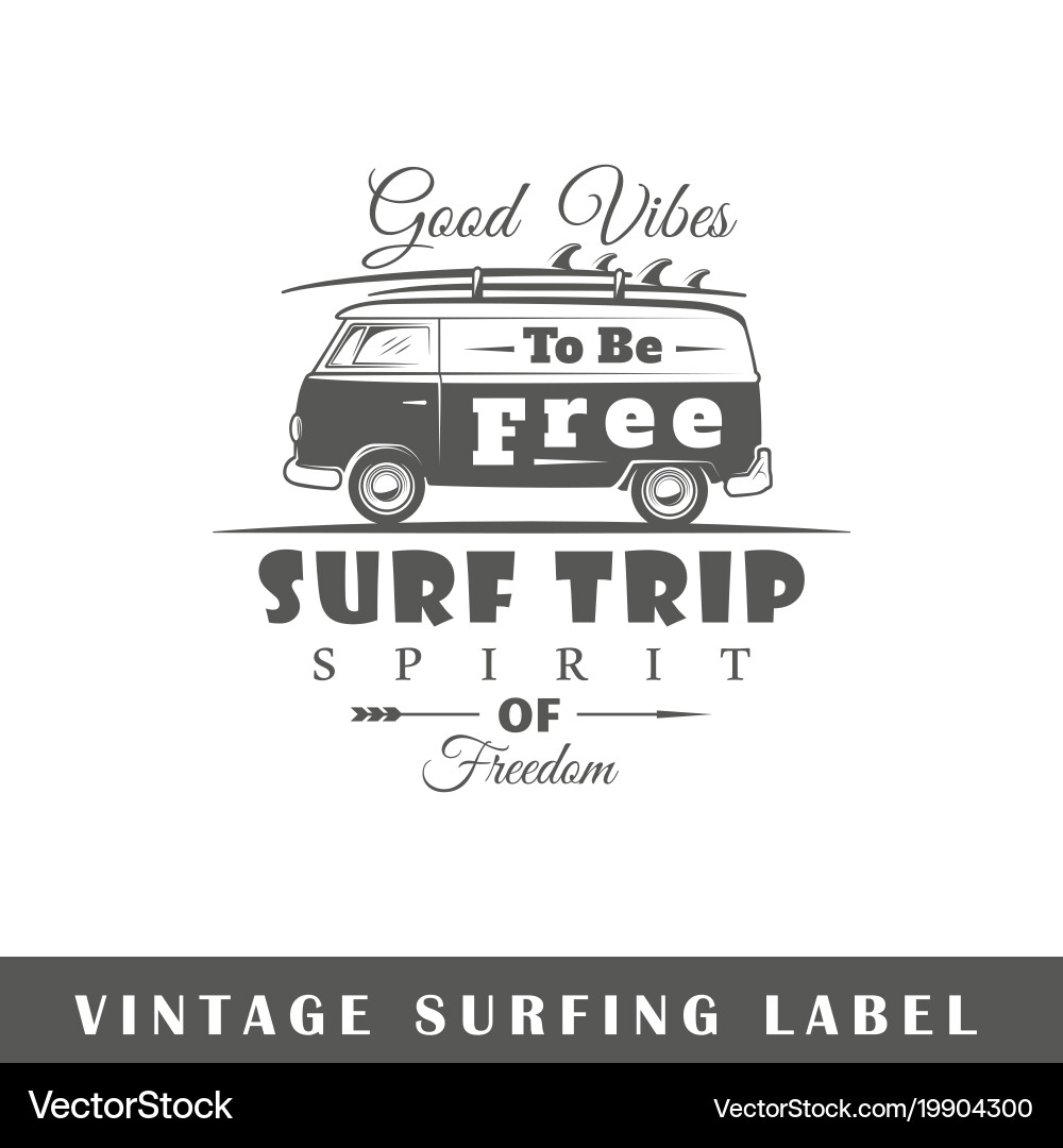 Surfing label Royalty Free Vector Image - VectorStock