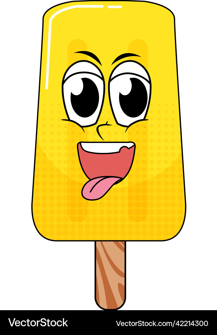 Yellow popsicle with happy face Royalty Free Vector Image