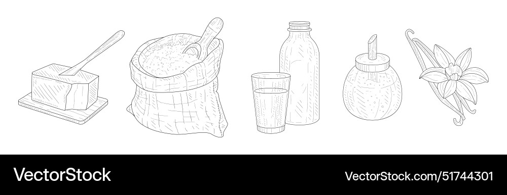 Baking ingredient for cooking sketch hand drawn Vector Image