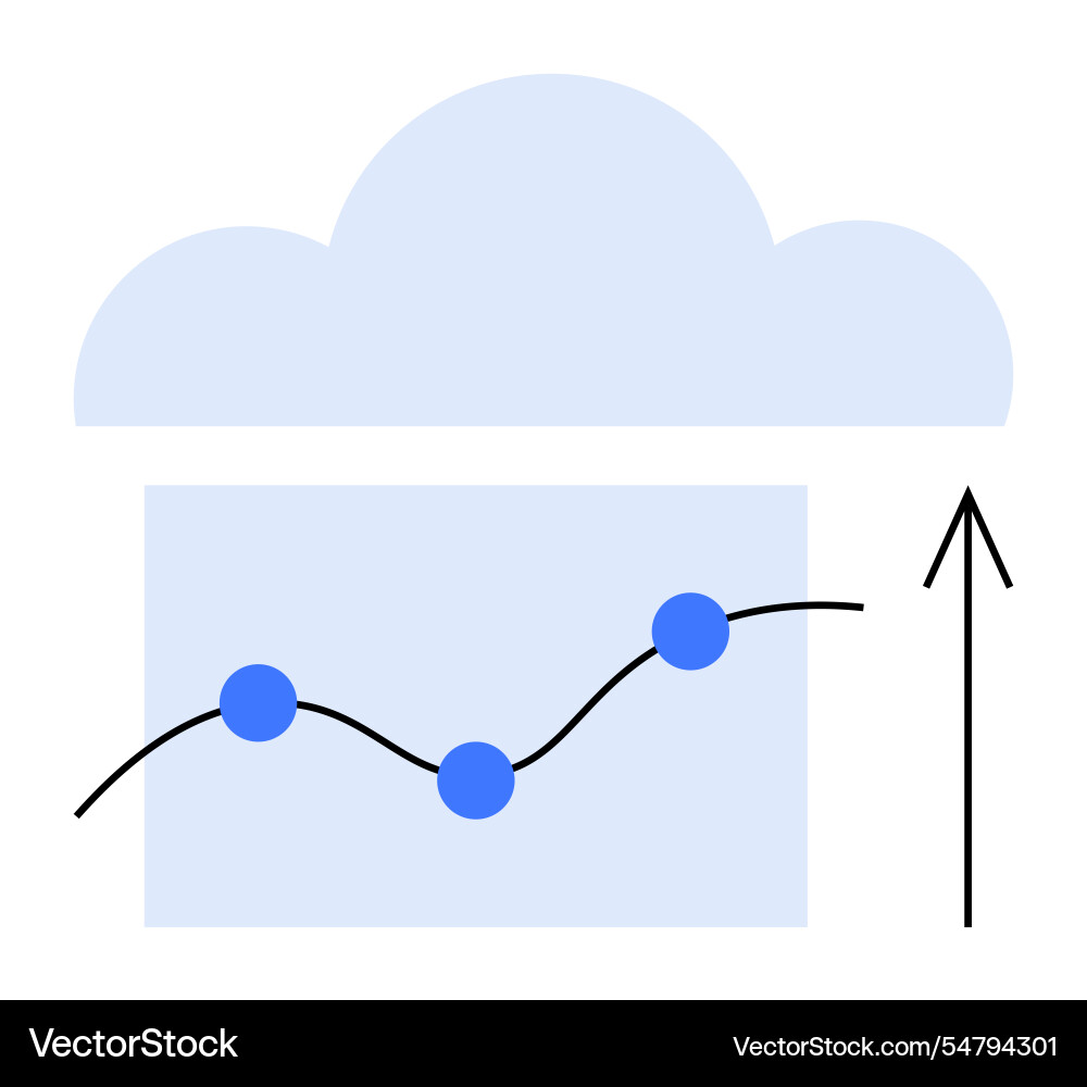 Cloud computing growth depicted with data line Vector Image