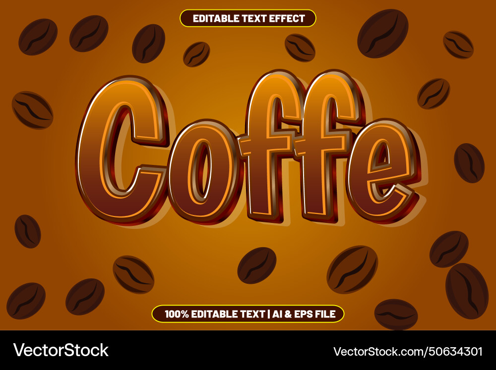 Coffee editable text effect modern style Vector Image